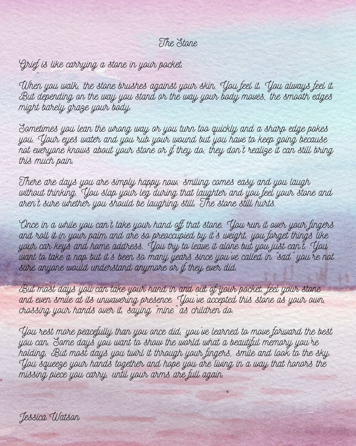 Digital Print of the Stone Poem, Loss Poem, Keepsake, Loss Print, Loss ...