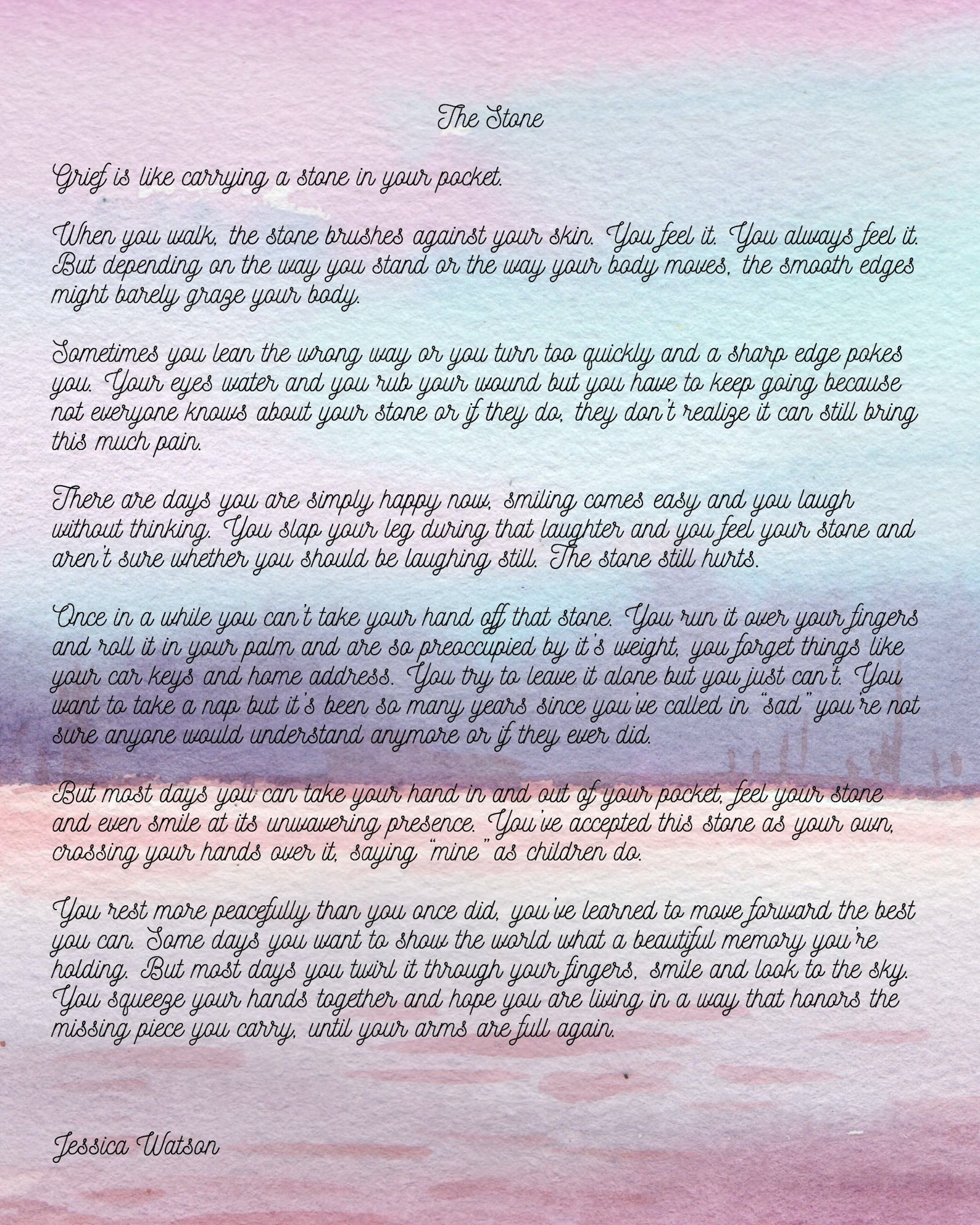 Digital Print of the Stone Poem, Loss Poem, Keepsake, Loss Print, Loss ...