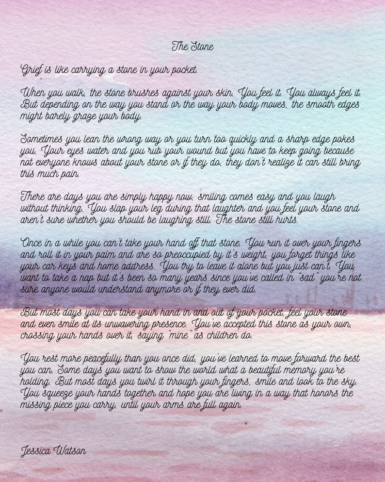 Digital Print of the Stone Poem, Loss Poem, Keepsake, Loss Print, Loss ...