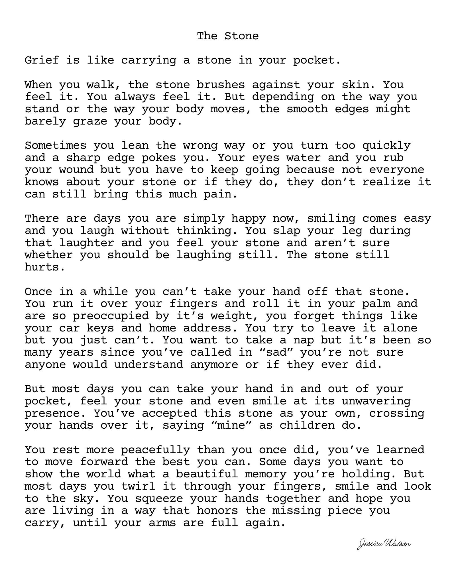 The Stone Poem, Loss Poem, Keepsake, Loss Print, Loss of a Loved One ...