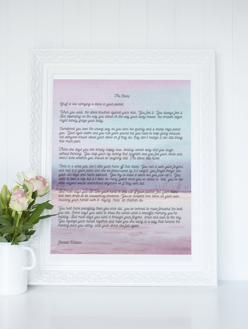 The Stone Poem, Loss Poem, Keepsake, Loss Print, Loss of a Loved One ...