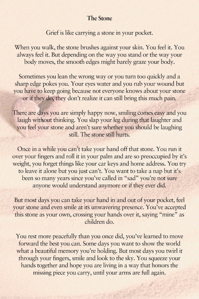 The Stone Card, Sympathy Card, Loss Gift, Grief Card, in Memory ...