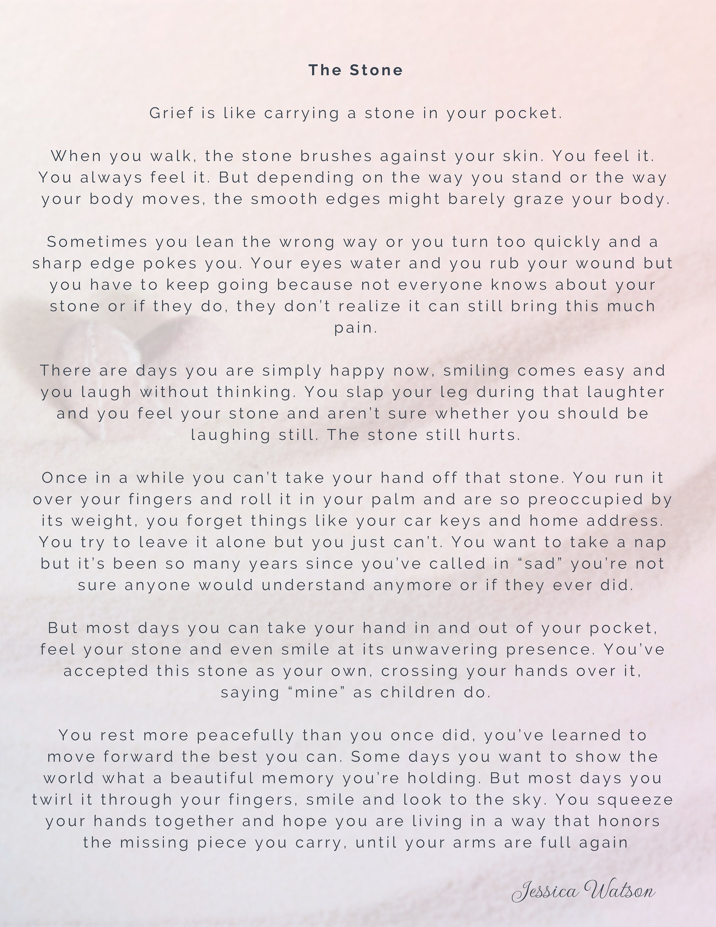 The Stone Poem, Loss Poem, Keepsake, Loss Print, Loss of a Loved One ...