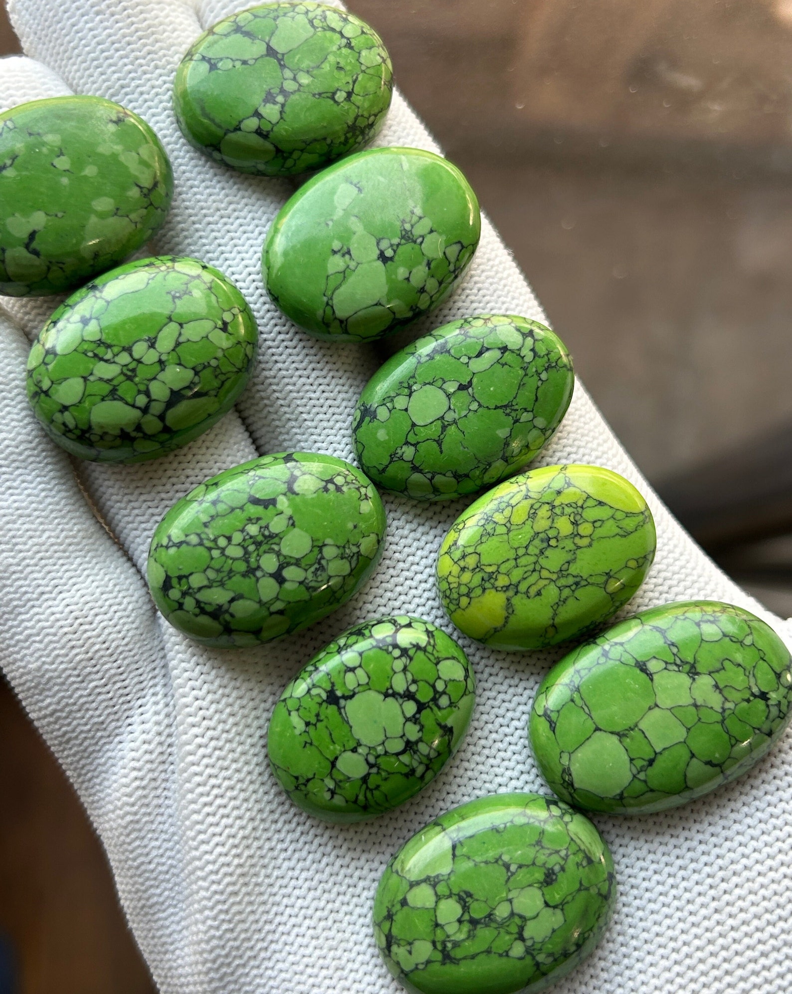 Wholesale Lot of Green Turquoise Cabochon, Oval Shape Green Turquoise ...