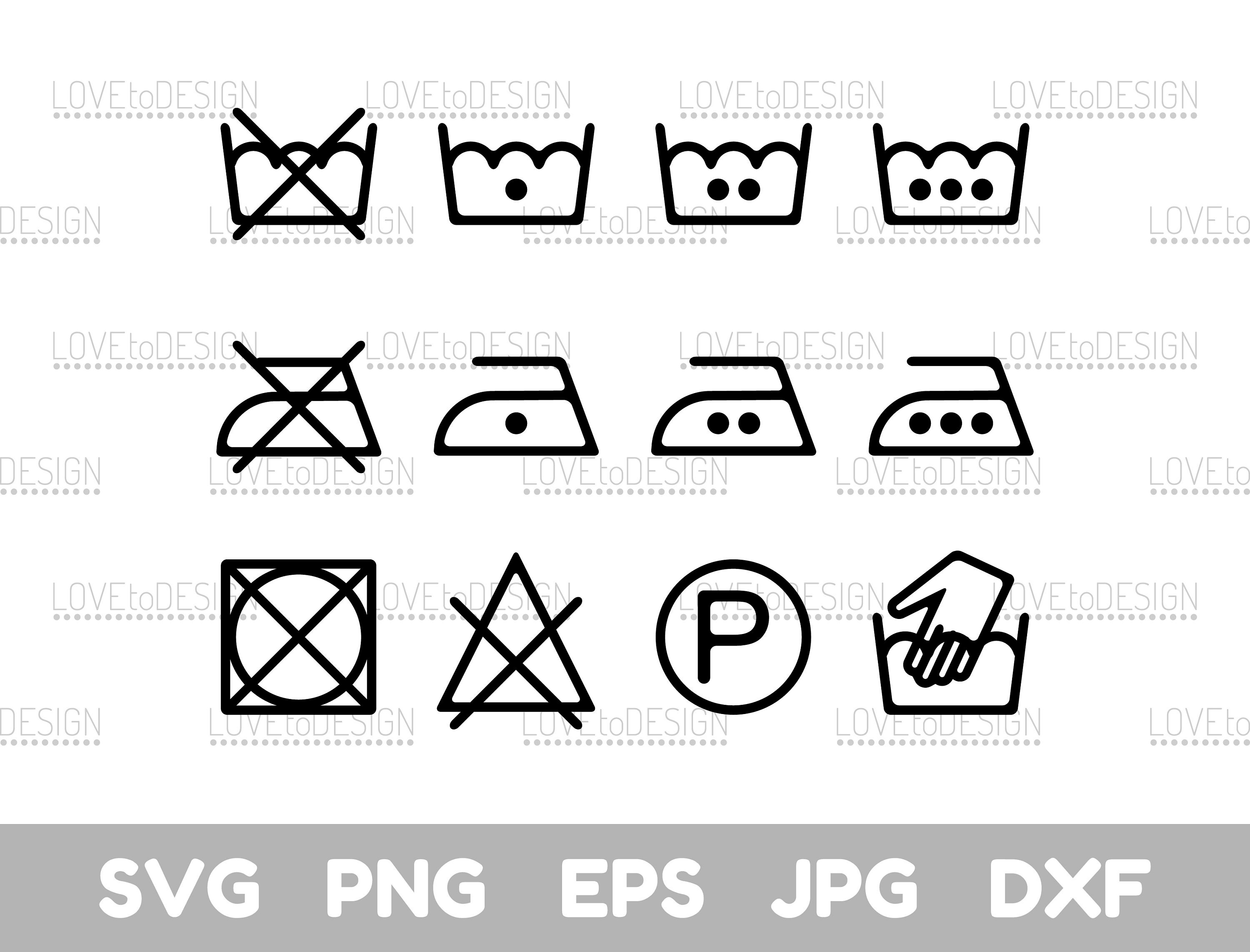 Entretien nettoyage à sec lavage vêtements signe symboles | Etsy