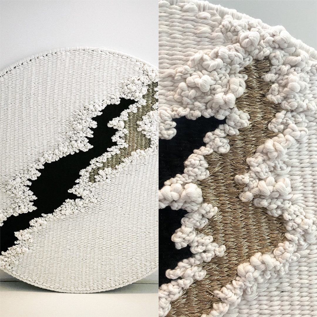 70 Cm Large Circular Wall Art, Round Natural Woven Wall Hanging, Gold ...