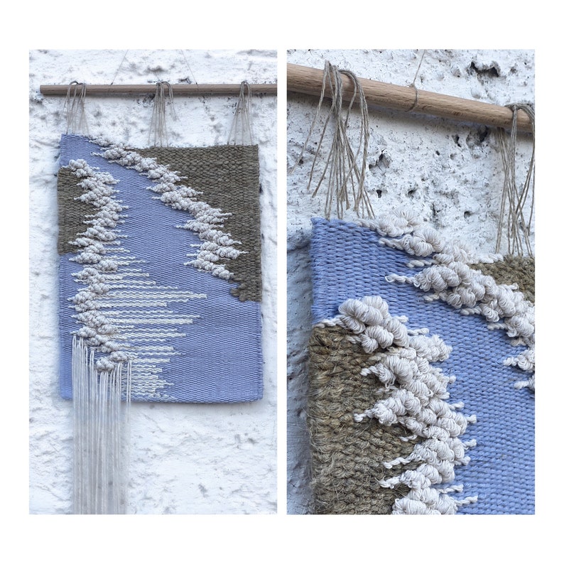 Light Blue Woven Wall Hanging, Neutral Tapestry Wall Art, Blue Nursery ...