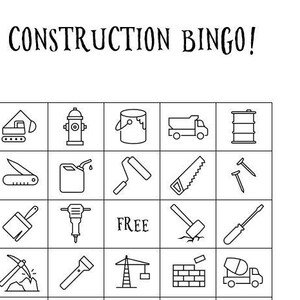 Printable Construction Bingo Coloring Cards: Kids Activity (PDF) - Etsy