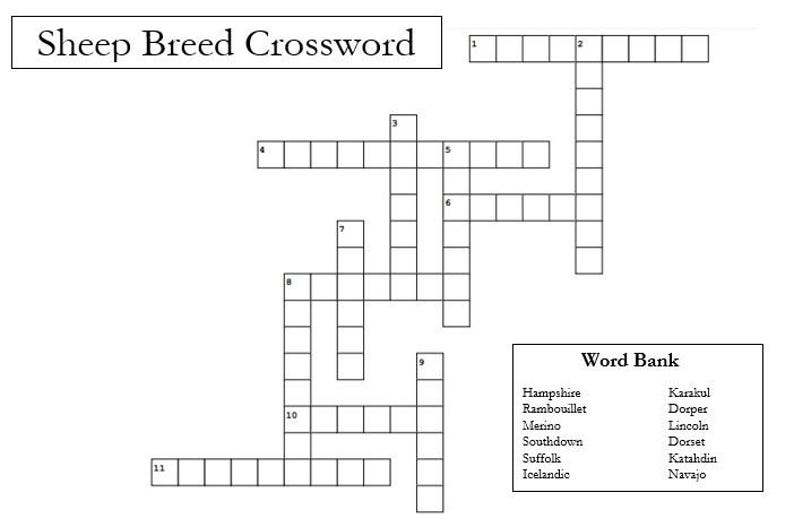 Popular Sheep Breeds Crossword Puzzle, Skill-a-thons, Quiz Bowls ...