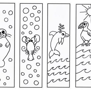 PRINTABLE Marine Coloring Bookmarks: Lobster, Manatee, Dolphin, Puffin ...