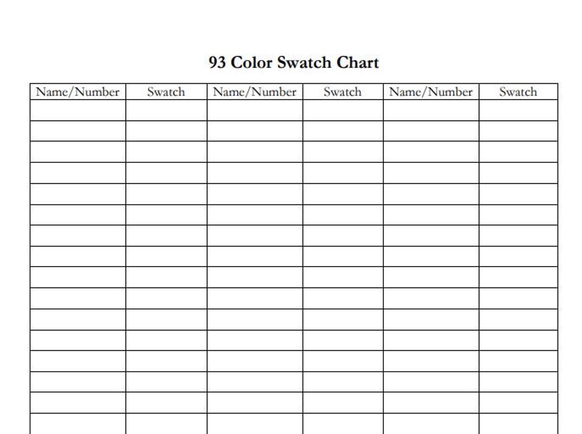 Printable Color Swatch Palette Sample Form Digital Download - Etsy