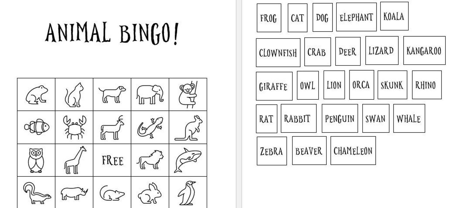 Printable Animal Bingo Coloring Cards: Kids Activity (PDF) - Etsy