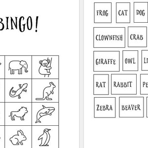 PRINTABLE Animal Bingo Coloring Cards, Animal Bingo, Bingo Coloring ...