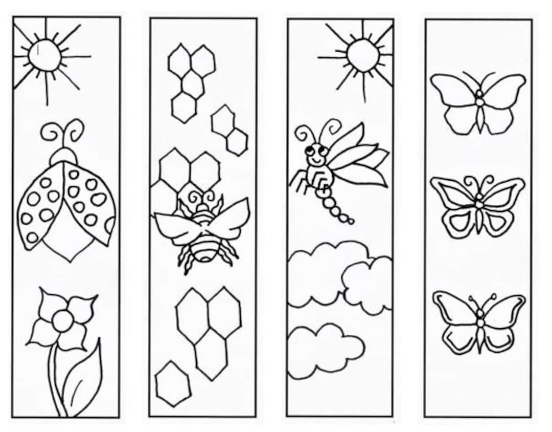 PRINTABLE Insect Coloring Bookmarks: Ladybug, Dragonfly, Bee, Butterfly ...
