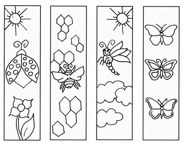 PRINTABLE Insect Coloring Bookmarks: Ladybug, Dragonfly, Bee, Butterfly ...