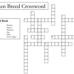 Popular Chicken Breeds Crossword Puzzle, Skill-a-thons, Quiz Bowls ...