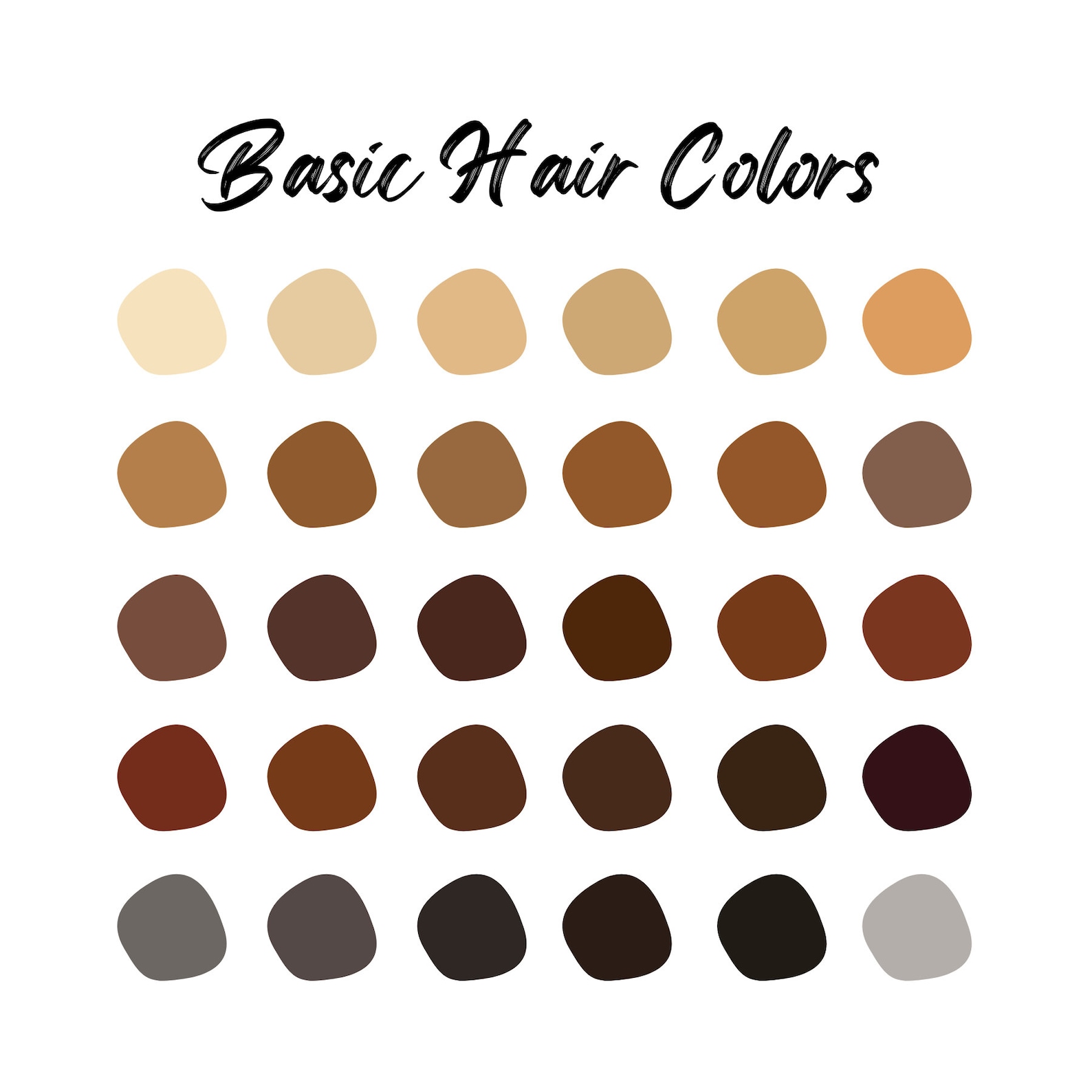 Basic Hair Colors Digital Art Color Palette - Etsy