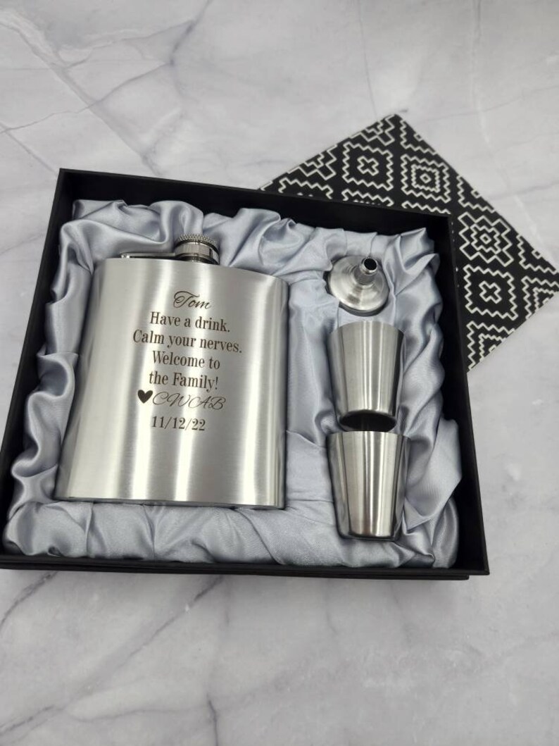 Have a Drink Calm Your Nerves Welcome to the Family Flask Gift - Etsy