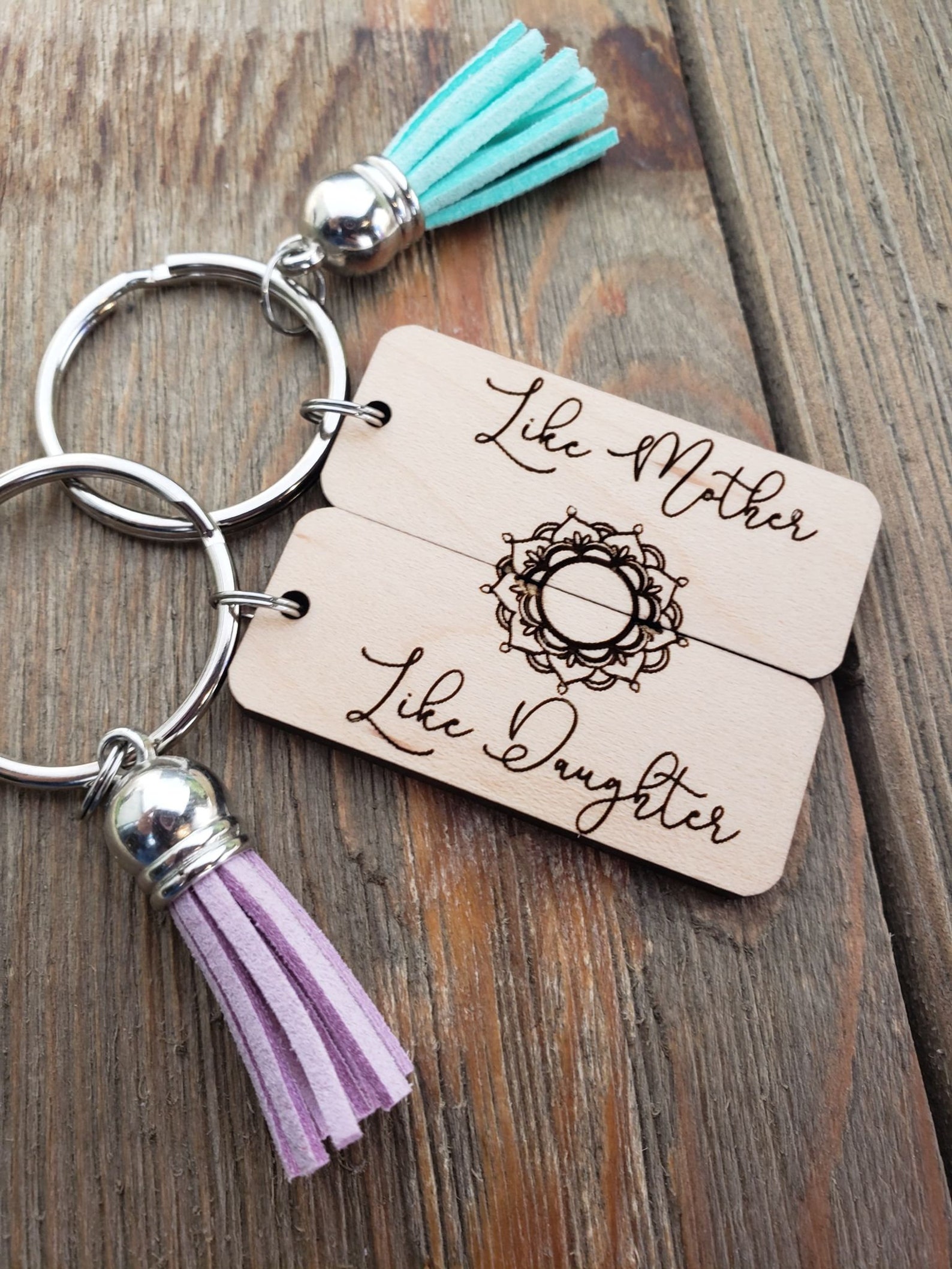 Like Mother Like Daughter Keychain Set, Maple Wood, Personalized Gift ...