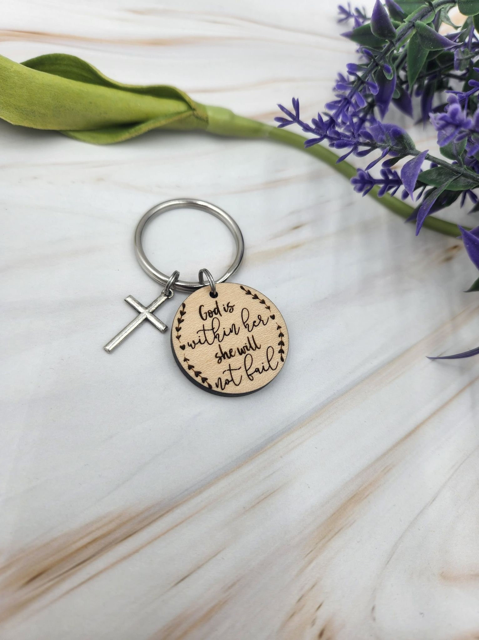 God is Within Her She Will Not Fail Keychain, Religious Gift for Women ...