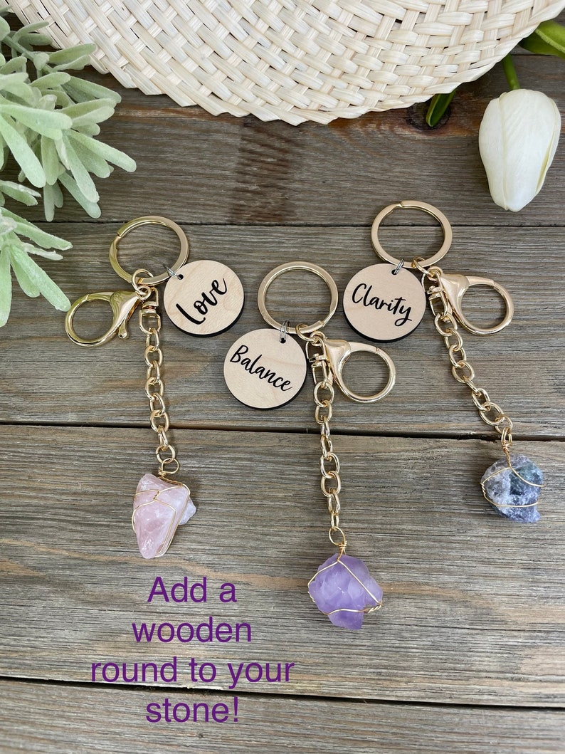 Raw Crystal Keychain Gemstone Keychain Rose Quartz - Etsy