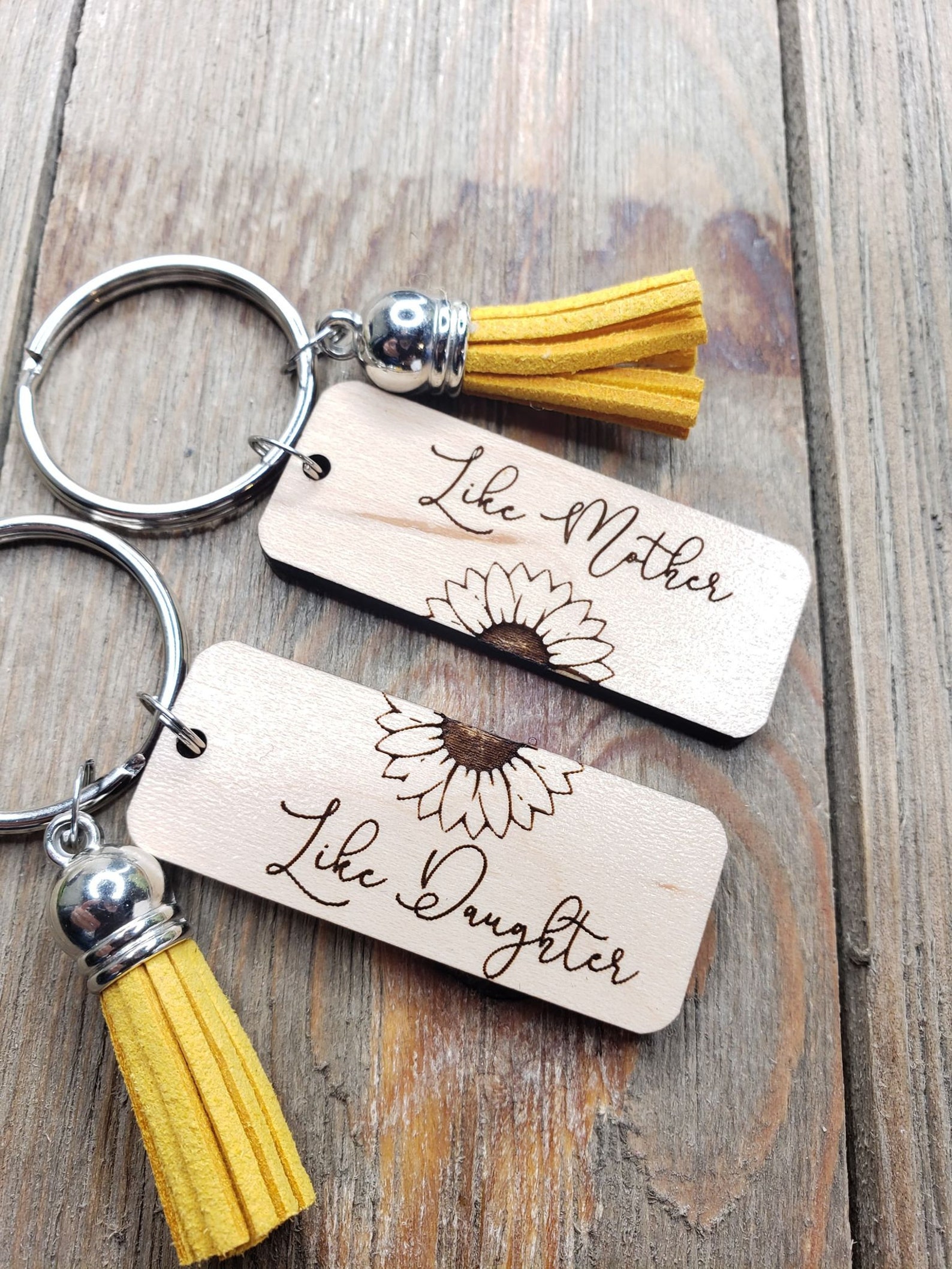 Like Mother Like Daughter Keychain Set, Maple Wood, Personalized Gift ...