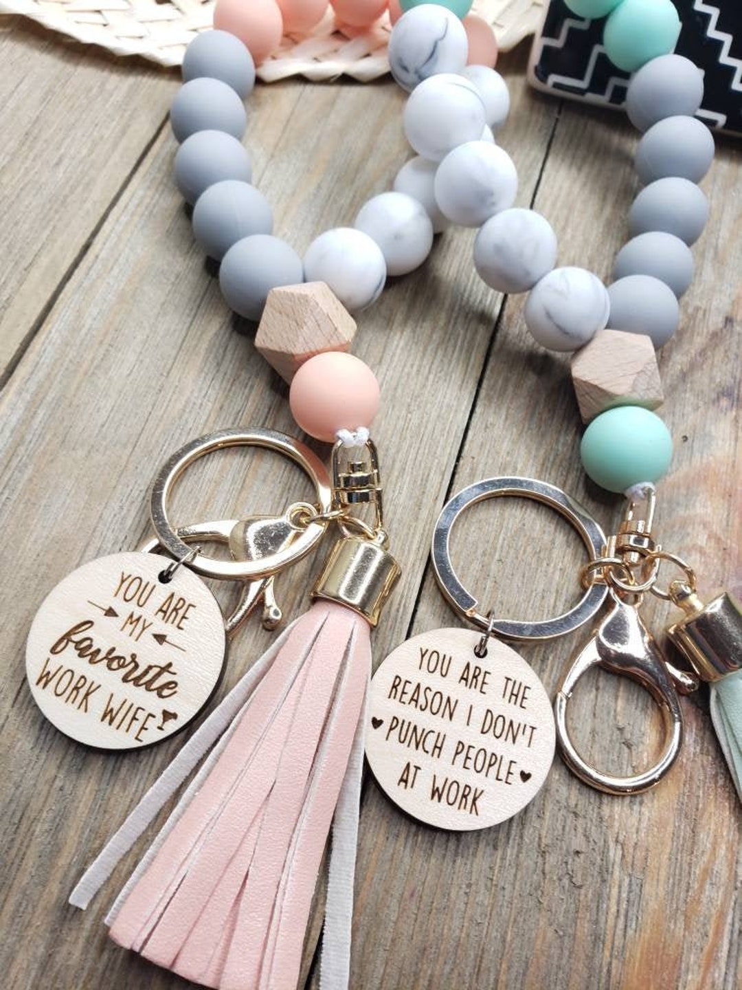 Coworker Wristlet, Bangle Key Ring, Bracelet Keychain, Work Wife, Punch ...