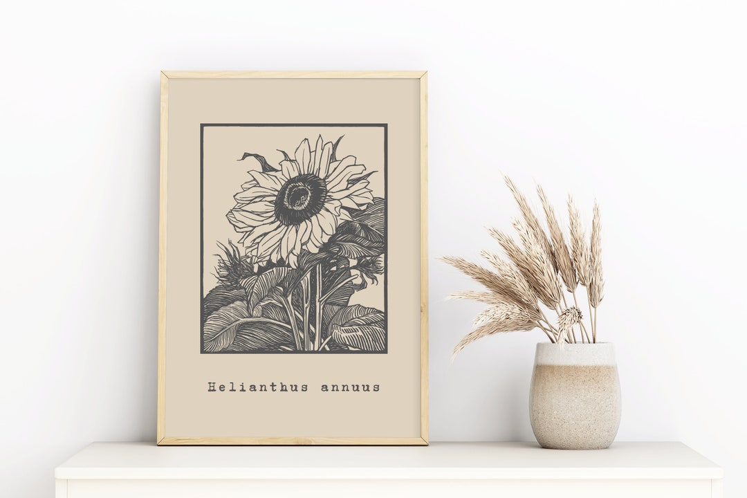 Sunflower Botanical Print, Cottagecore Aesthetic Art Print - Etsy