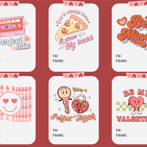 Retro Groovy Valentine's Day Cards for Kids Printable - Etsy