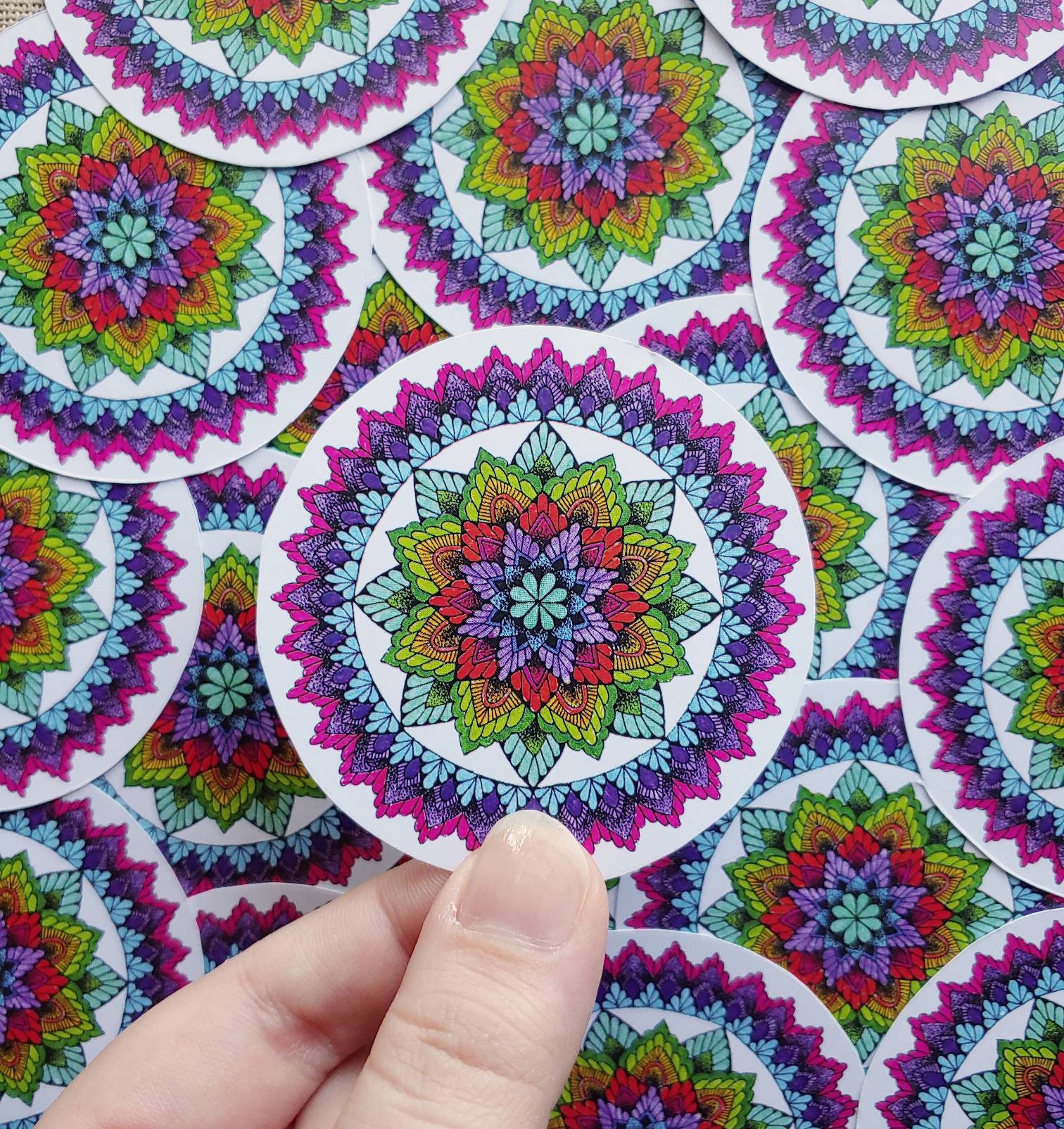 MANDALA stickers 5 styles 3 rainbow colorful black | Etsy