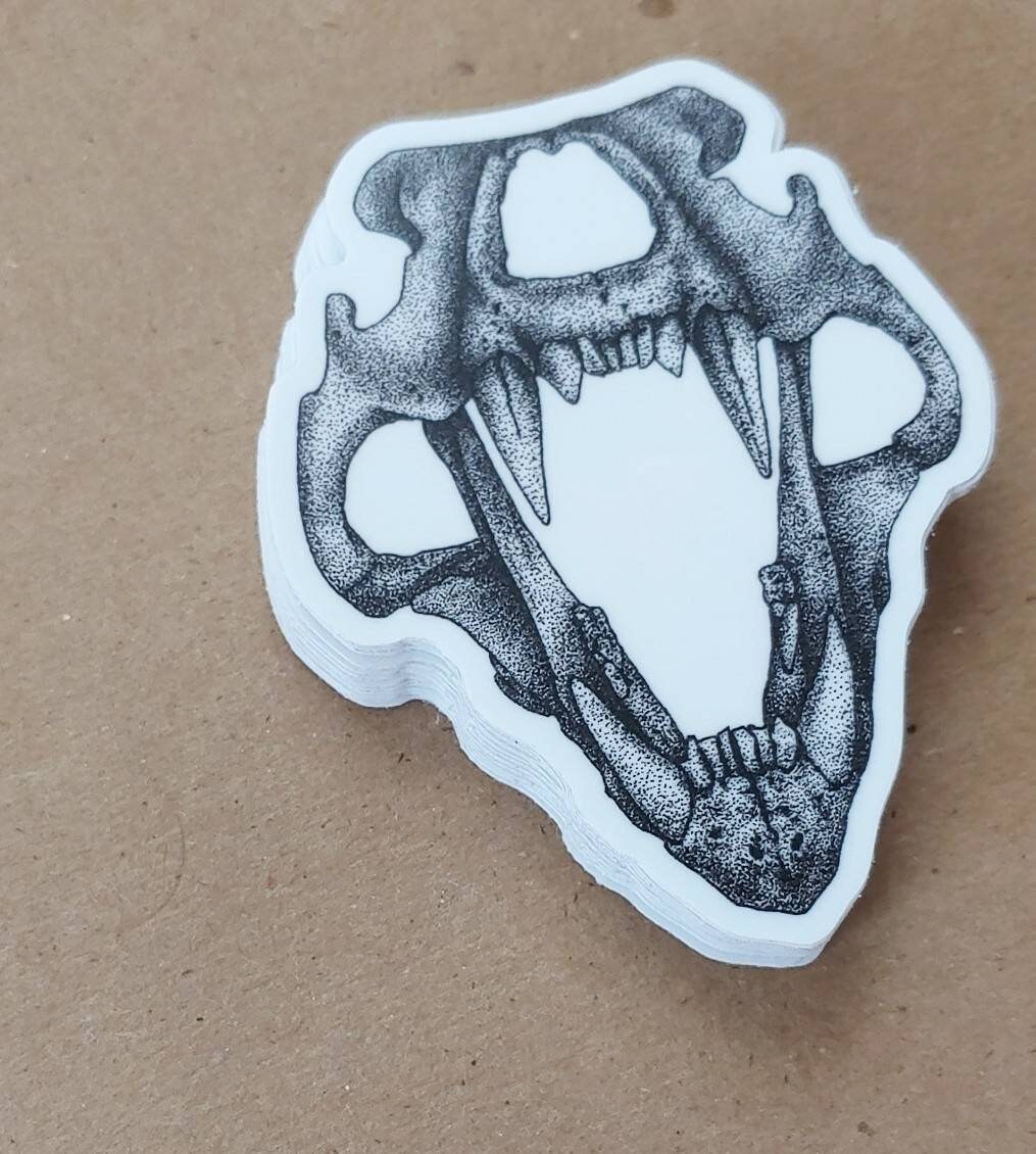 BEAR SKULL Sticker 3 vinyl Pen Drawing Minimalist - Etsy