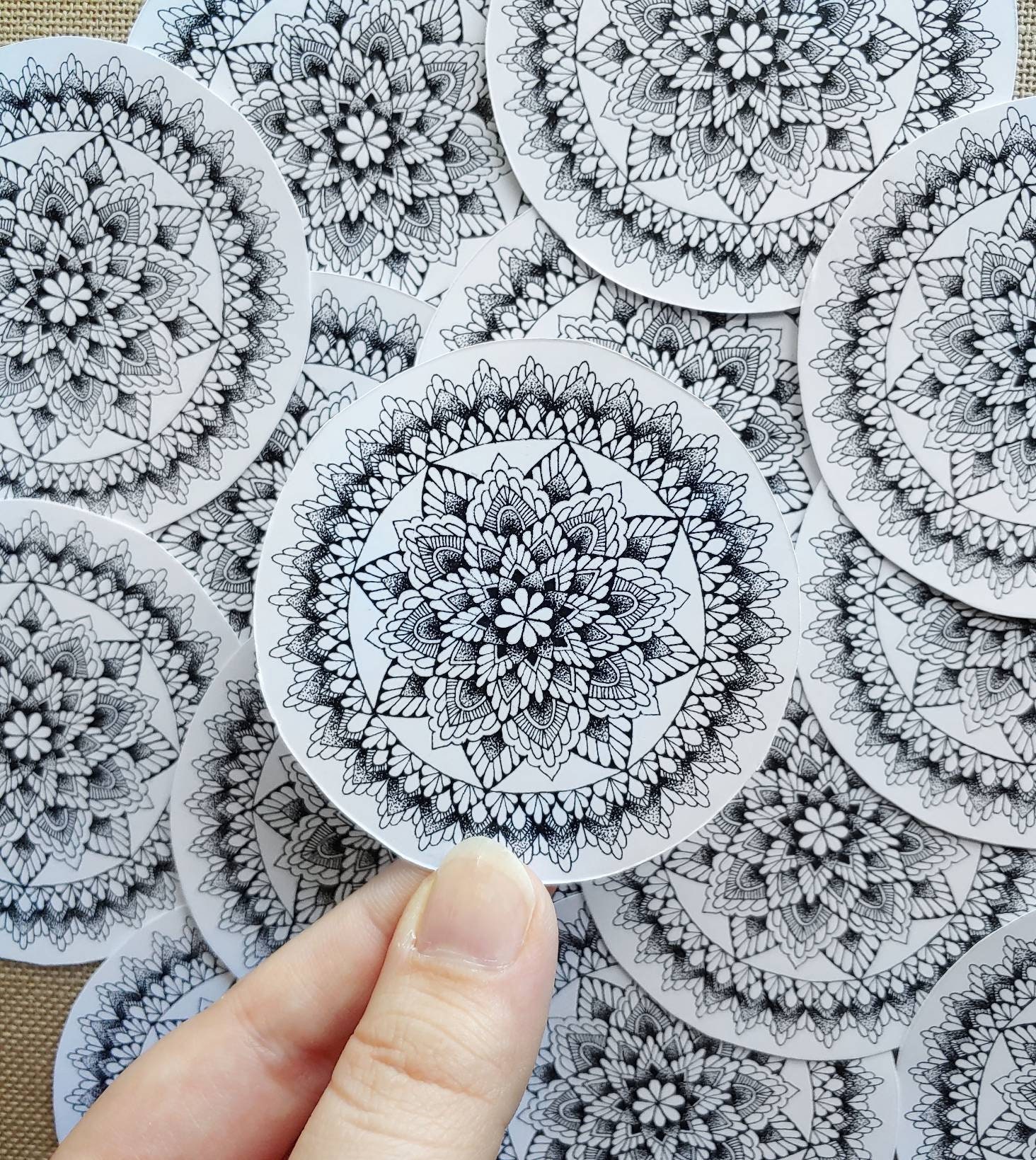 MANDALA stickers 5 styles 3 rainbow colorful black | Etsy