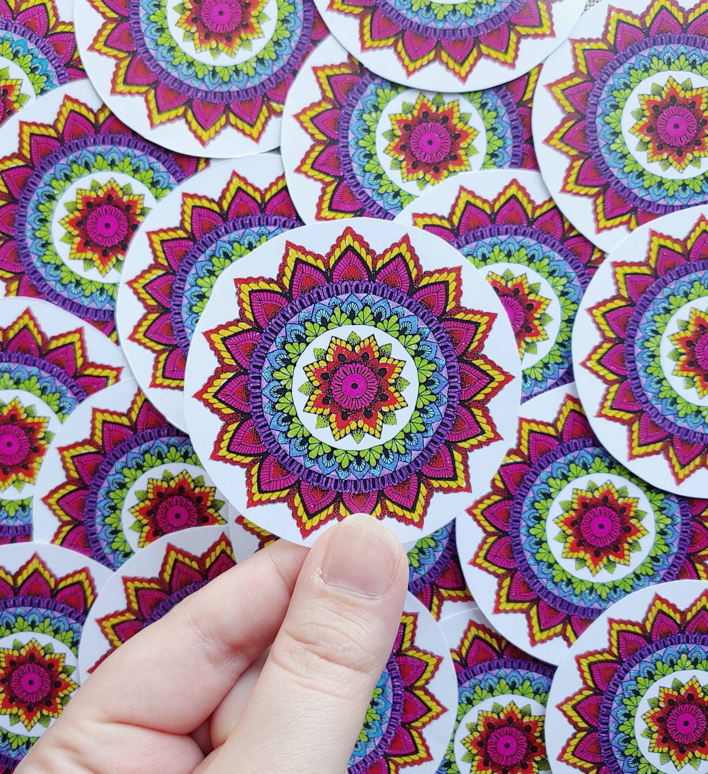 MANDALA stickers 5 styles 3 rainbow colorful black | Etsy