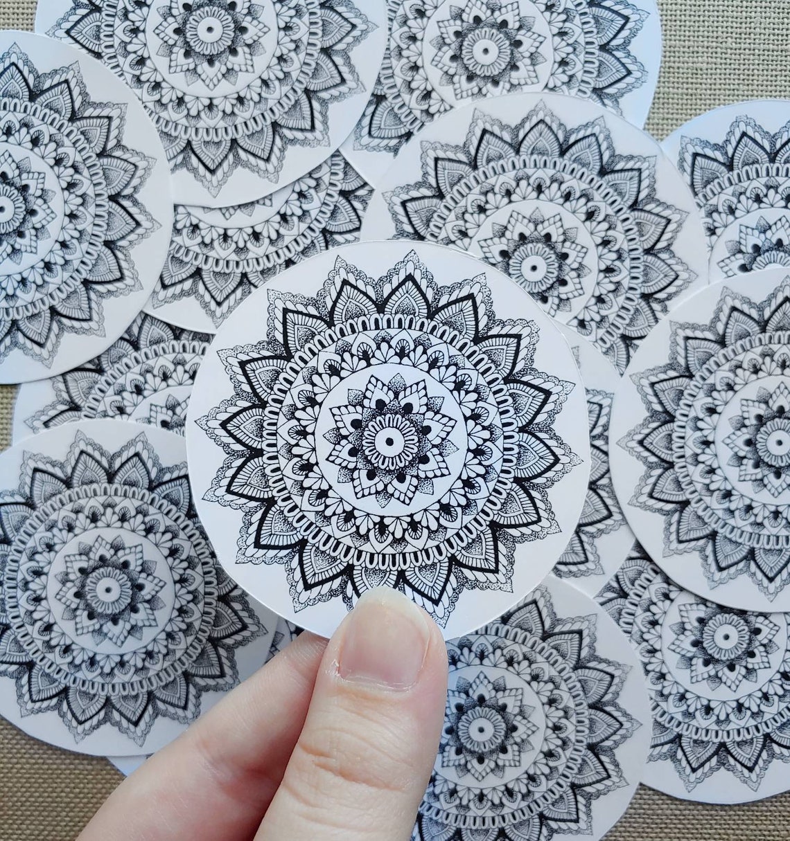 MANDALA Stickers (5 Styles) 3" (rainbow, Colorful, Black and White ...