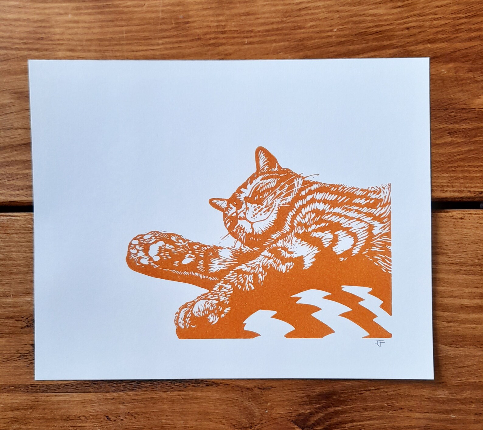 Tabby Cat Linocut Print Original Linoprint Sleeping Cat Art - Etsy