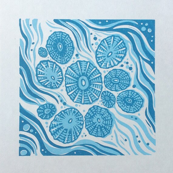 Limpet Shells Lino Print // Beachcombing Seashore Cornwall | Etsy