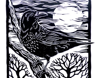Starling Linocut Print Original Linoprint Bird Art British | Etsy UK