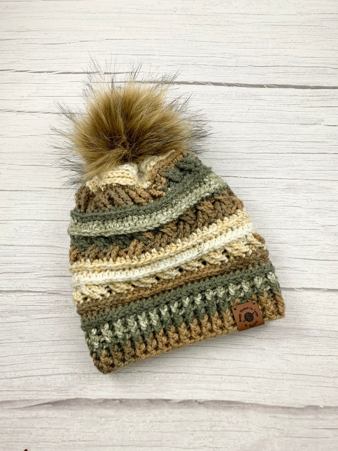 Earth-tone Faux Fur Pom Pom Hat With Removable Pom - Etsy