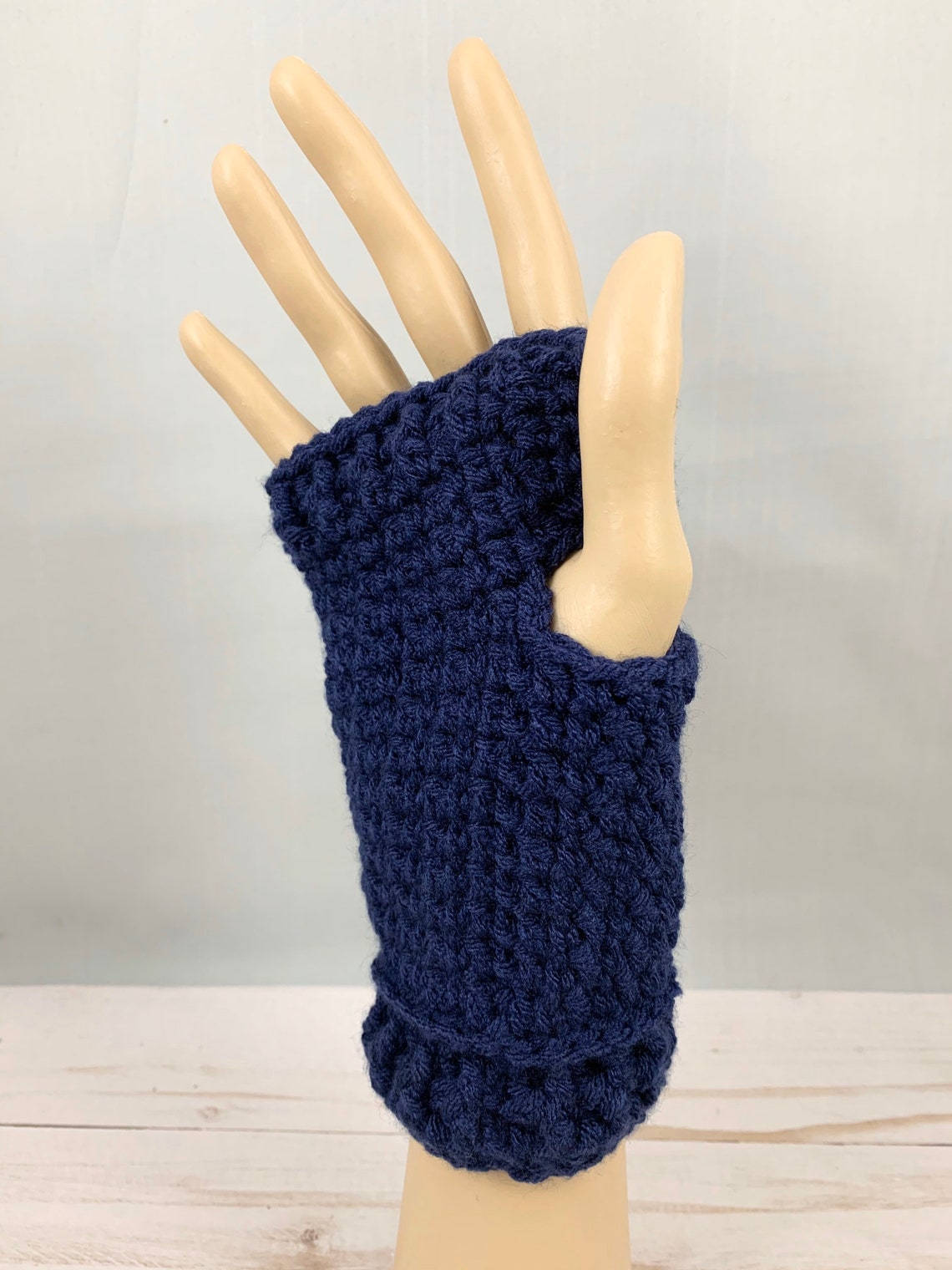 Womens Navy Blue Fingerless Gloves Blue Texting Winter - Etsy