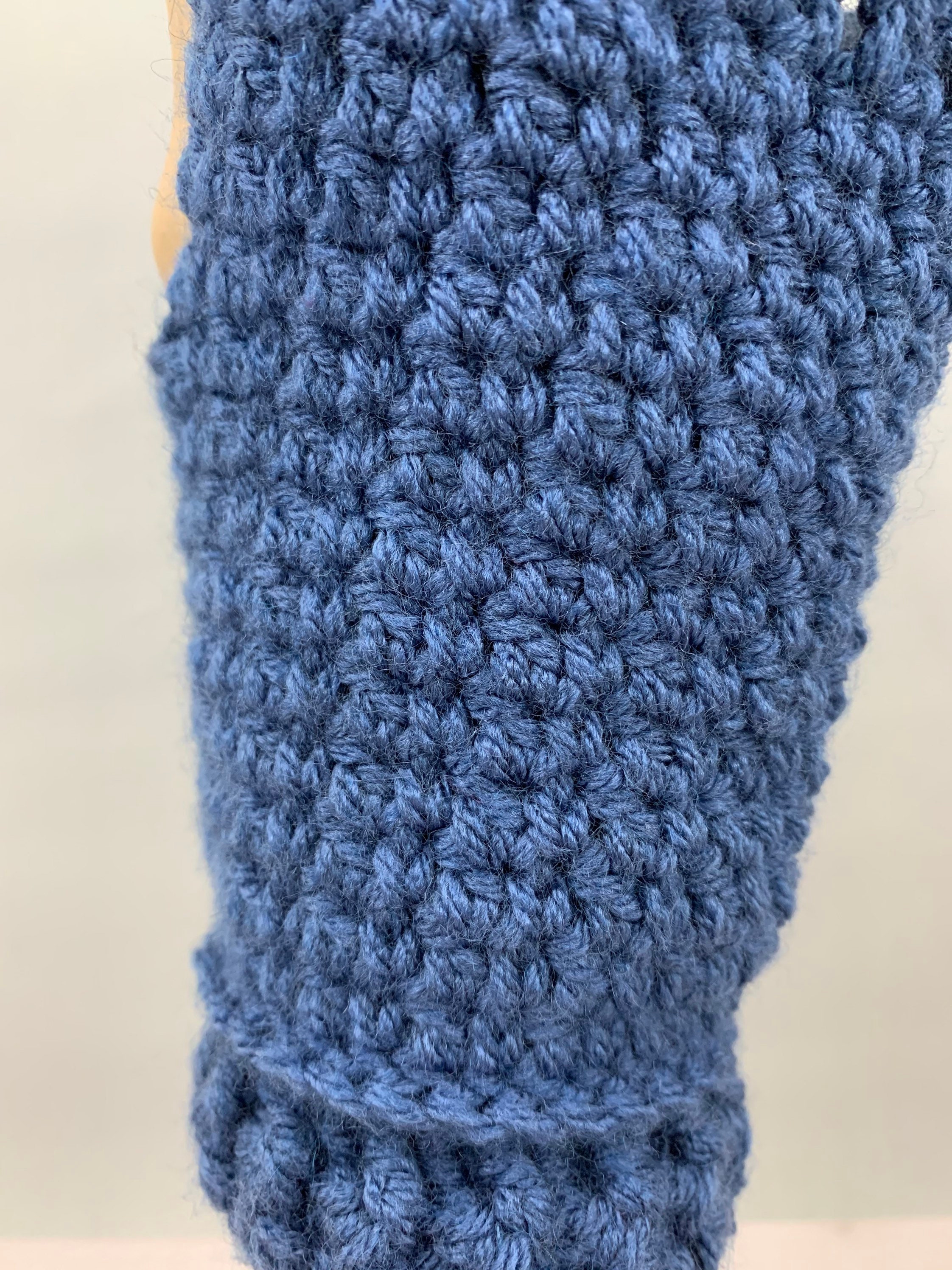 Crochet Country Blue Fingerless Gloves Office Gloves Winter | Etsy