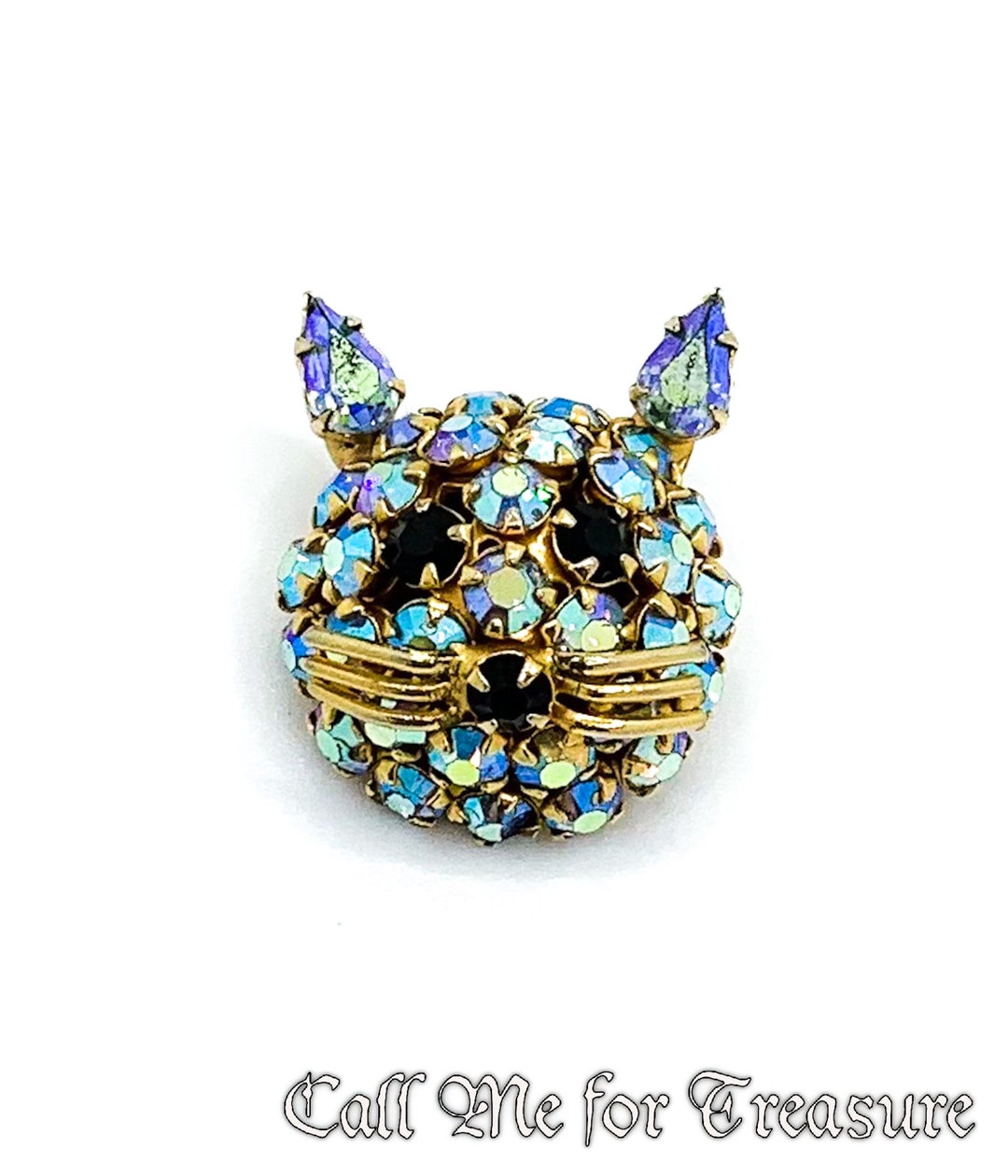 Vintage Warner Rhinestone Cat Brooch Pin - Etsy