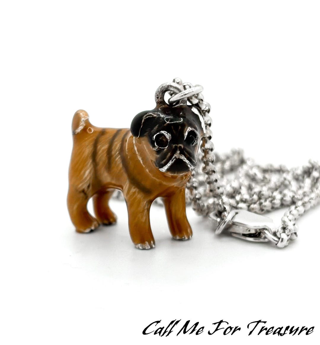 RARE Sterling Silver & Ceramic Bulldog Pendant Necklace / Vintage ...