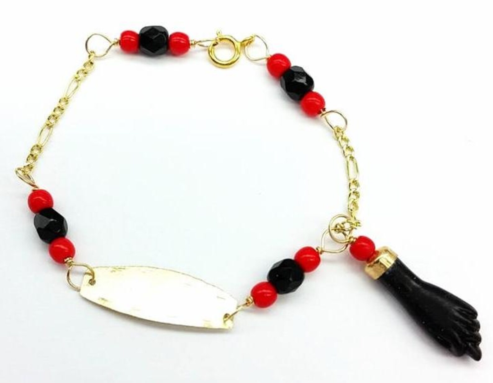 New 10K Gold Azabache Baby Bracelet (evil Eye Protection) Pulsera Mano ...