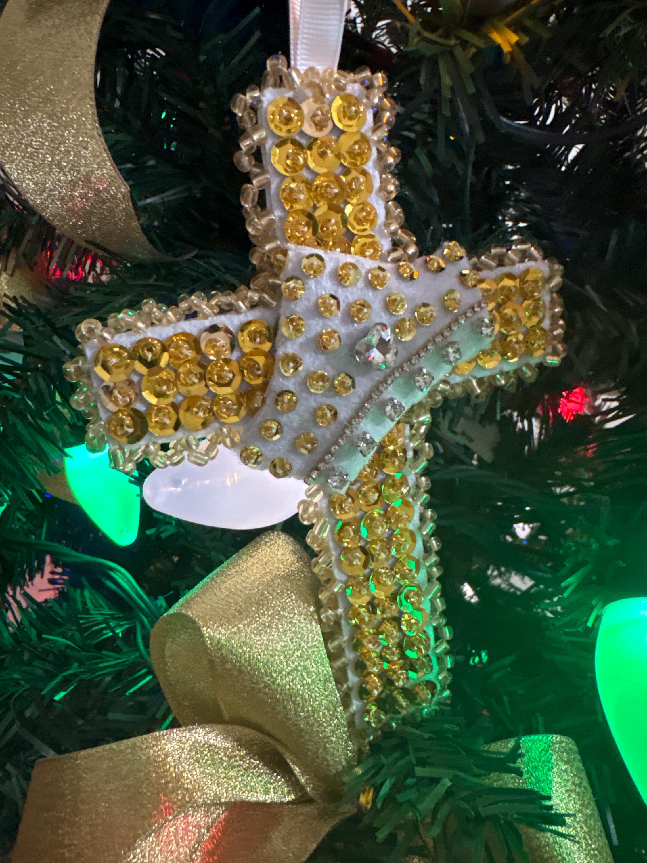 Christmas Christmonogram Cross and Crown Handmade Ornament - Etsy