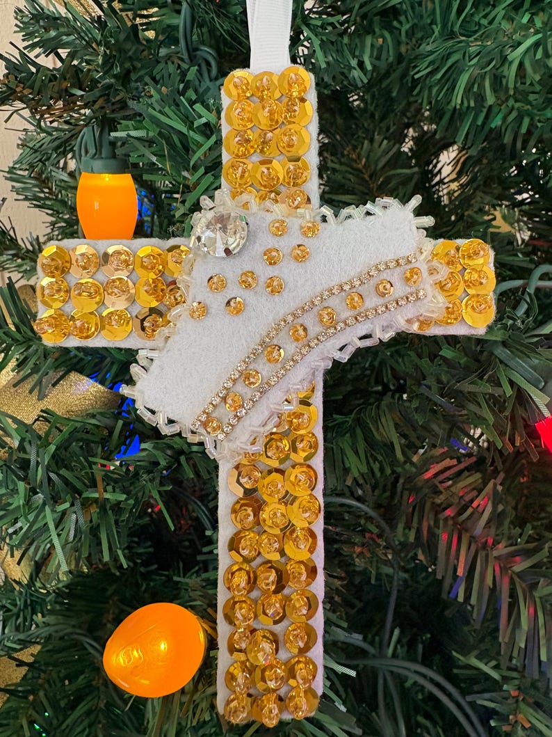 Christmas Christmonogram Cross and Crown Handmade Ornament - Etsy