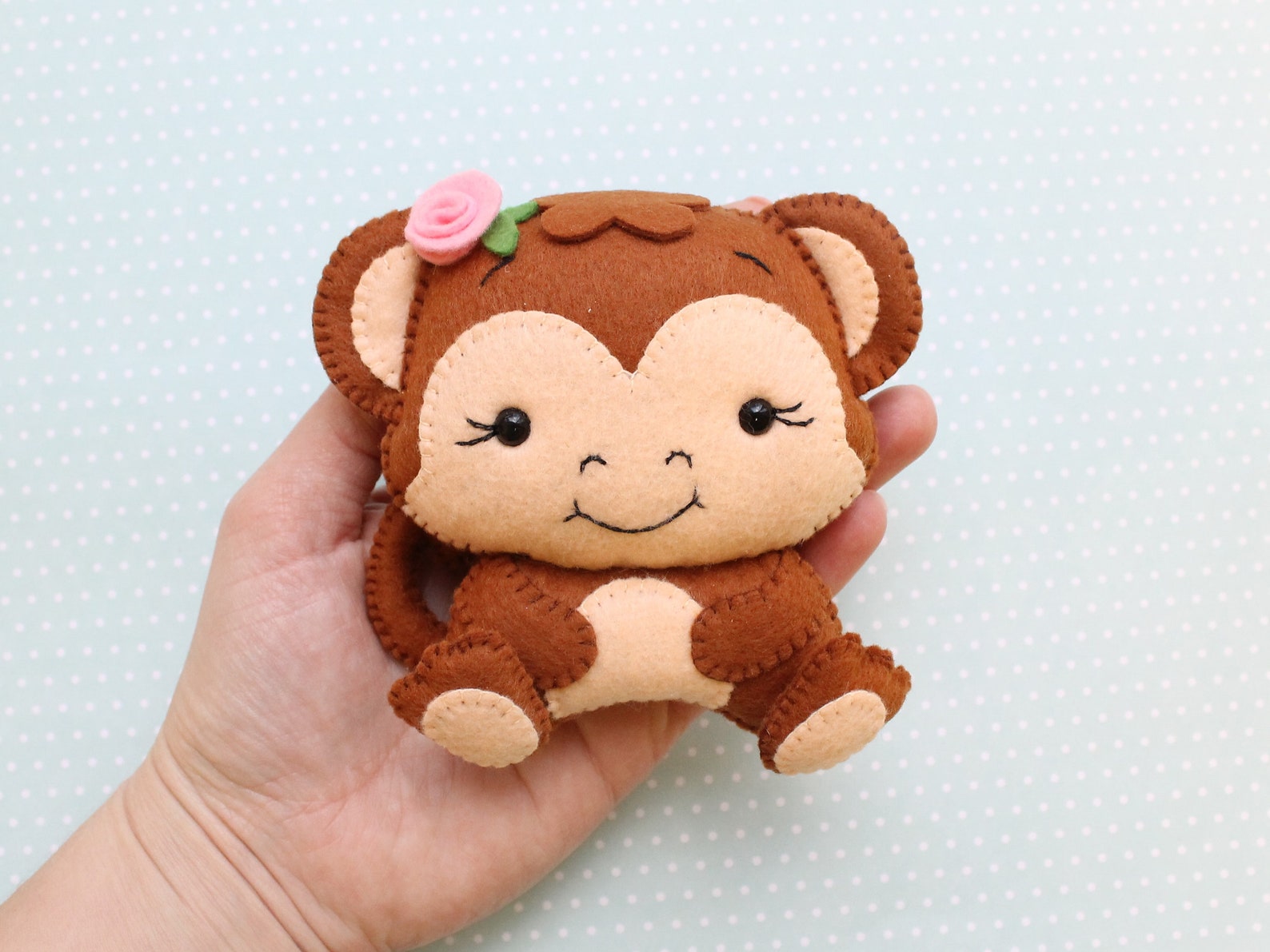 Felt Monkey Doll Pattern Kids Garland Ornament Pdf Stuffed | Etsy