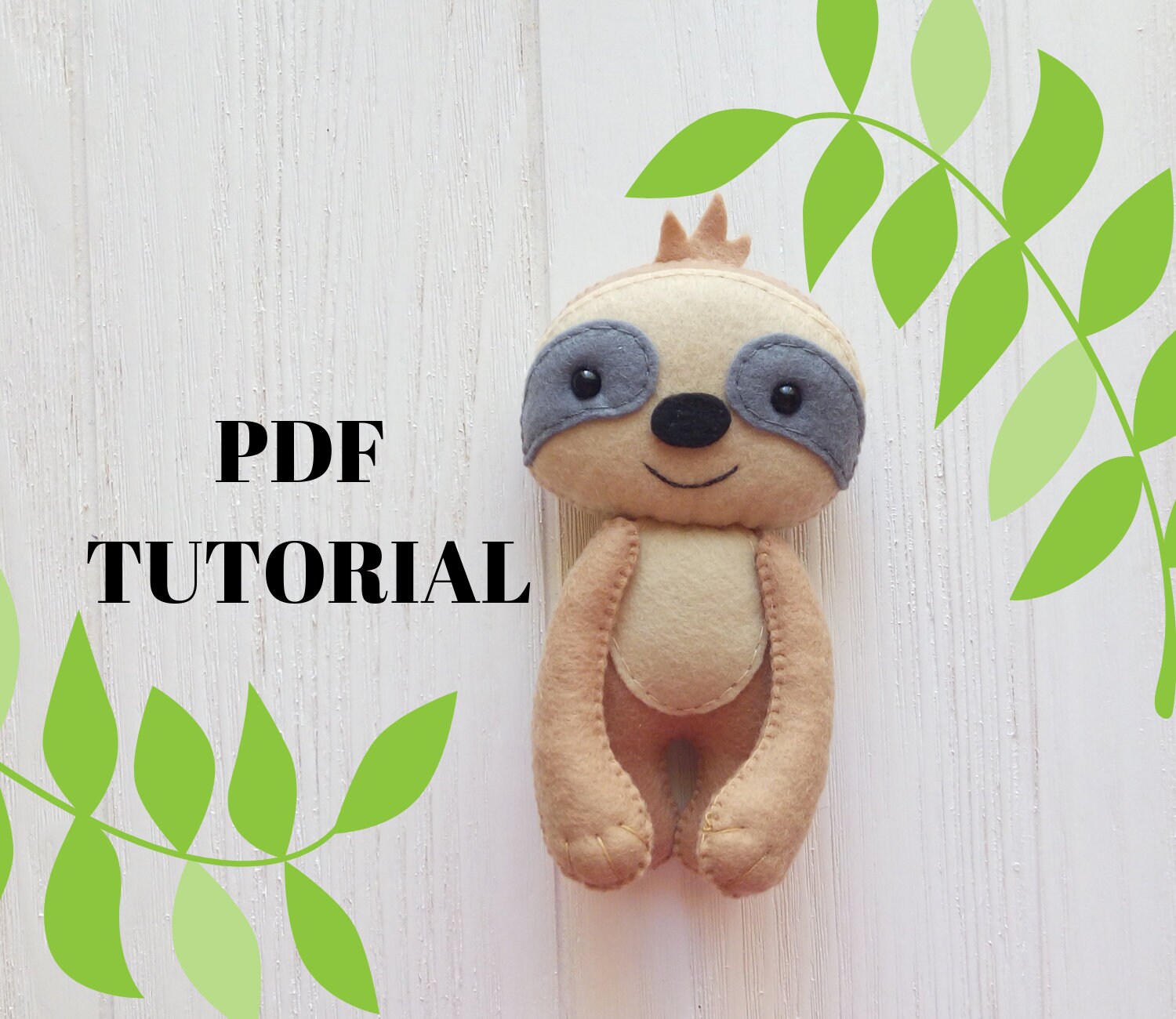 Sloth felt sewing pattern Felt stuffed animals plush pattern | Etsy