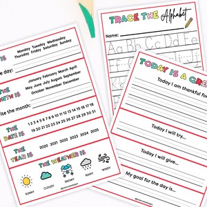 Tracing Alphabet & Numbers Weather Chart Busy Book Activity Months of ...