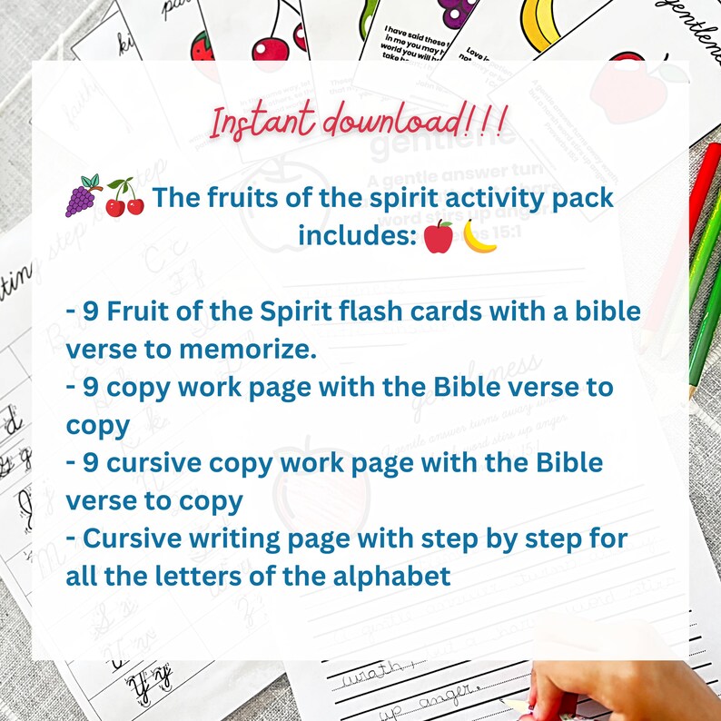Instant Download, FRUITS of the SPIRIT Bible Verse Activity Pack ...