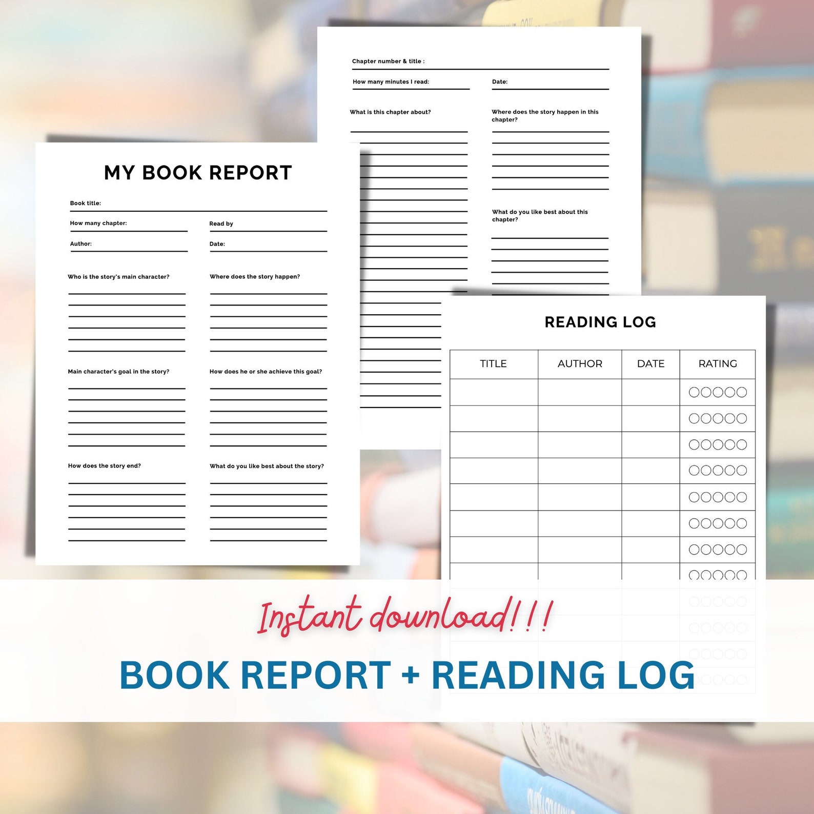 Reading Journal Printable | Book Report | Book Tracker | Reading ...